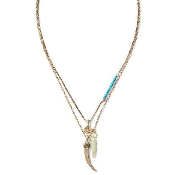 Banana Republic | Jewelry | Banana Republic Turq Bead Horn Charm Layer ...